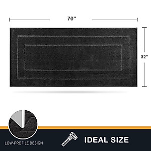 PURRUGS Dirt Trapper Door Mat 32" x 70", Non-Slip/Skid Machine Washable Entryway Rug, Dog Door Mat, Super Absorbent Welcome Mat for Muddy Wet Shoes and Paws, Charcoal
