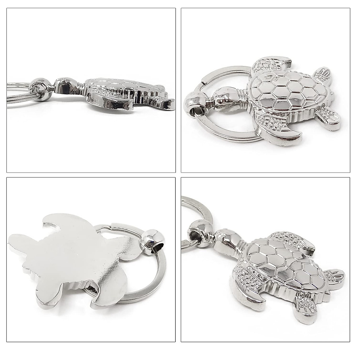 Honbay 6PCS Metal Turtle Keychains Tortoise Keyfob Car Keyrings Bag Charm Pendant Funny Keychains for Women Men Handbags Purses Belts