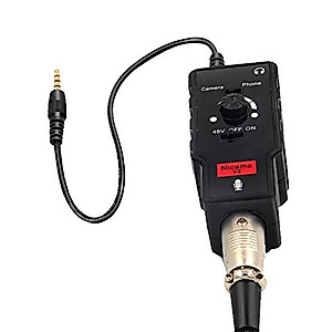 Nicama XLR Female to 3.5mm TRS and TRRS Adapter with Phantom Power for Shotgun or Condenser Microphones, V2 Mic Preamp for iPhone iPad DSLR Camera Canon Nikon Sony Camcorder