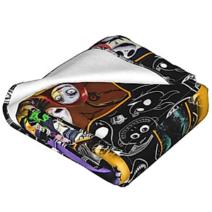 Ennankob Christmas Halloween Horror Throw Blankets Soft Warm Micro Fleece Blanket Novelty Home and Collectible Holidays Party All Seasons for Kids Aldults 50''X40'' Black 1