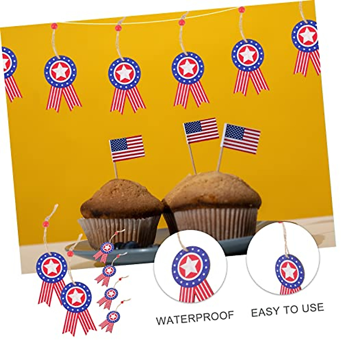 Hanging Wall Decor Outdoor Decor 6pcs Independence Day Pendant Medal at Home Wooden Front Door Decor