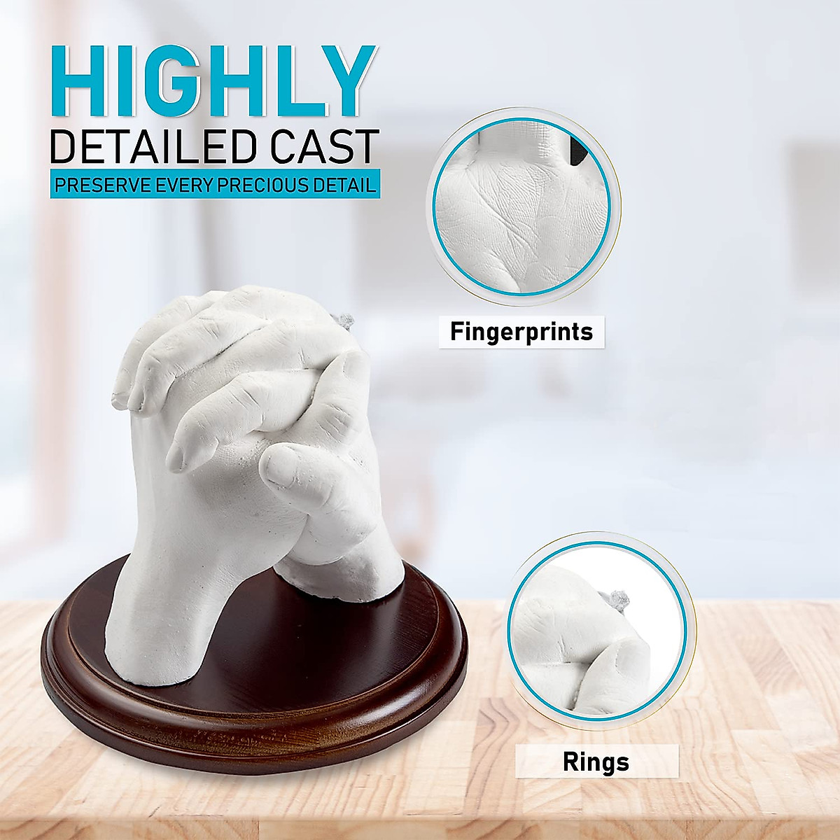 Hand Casting Kit for Couples or Family | Mounting Plaque Included | DIY Plaster Hand Mold Keepsake Sculpture Kit Gifts for Her, Kids, Weddings, Anniversary
