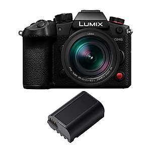 Panasonic Lumix GH6 Mirrorless Camera with 12-60mm f/2.8-4 Lens and Panasonic DMW-BLK22 7.4V 3050mAh Lithium-ion Battery Pack for LUMIX S5, GH5, G9, GH5s Bundle (2 Items)