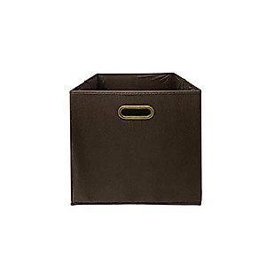 ABLEHOME Large 6 Pack Fabric Storage Bins Box Organizer Cube Basket Container 13"x13"x13" Brown w/Metal Handle