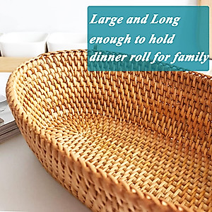 12.6 Inch Woven Bread Basket Fruit Basket for Kitchen Counter Wicker Handmade Long Bread Serving Basket Food Organizer Display Basket Storage Basket for Spoon Fork Napkin