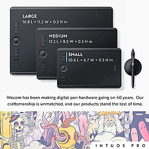 Wacom Intuos Pro Small Bluetooth Graphics Drawing Tablet, 6 Customizable ExpressKeys, 8192 Pressure Sensitive Pro Pen 2 Included, Compatible with Mac OS and Windows,Black