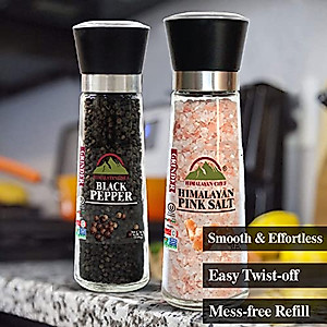 Himalayan Chef Himalayan Pink Salt & Black Pepper Grinder-Set of 2