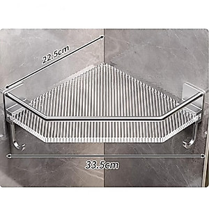 LOPSUM Versatile Acrylic Towel Shelf – 10-Year Warranty Corner Shower Caddy with Easy Installation, Large Capacity, and Triangular Storage Rack for a Clutter-Free Experience, Gun Grey