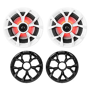 MB Quart GMR-2.5 Bluetooth Gauge Stereo Receiver w/Aux For RZR/ATV/UTV/Cart Bundle with Pair Rockville RKL65MBW Marine Boat Speakers and Pair RWB70B Marine Swivel Tower Speakers