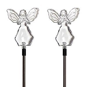 G&J ONLINE TRADING Solar Powered Angel w/Star Garden Stake Landscape Color Change Lights (Set of 2)