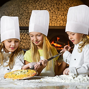 60 Pack 8 Inch Kids White Chef Hats Non Woven Chef Toques Chef Caps Kitchen Chef Caps for Baking Cooking Home Kitchen School Pizza Party Supplies, Large