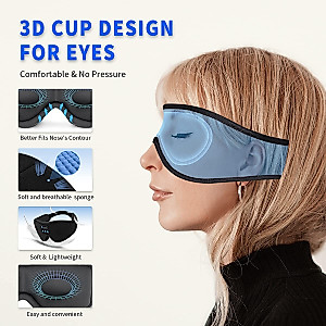 Sleep Mask Bluetooth Eye Mask with White Noise Bundle Bluetooth Beanie Hat with Light, Christmas Gifts for Men Women Dad
