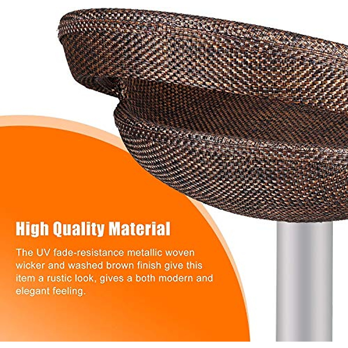 Nova Microdermabrasion Adjustable Pub Swivel Barstool Hydraulic Patio Barstool Indoor/Outdoor W/ Open Back and Chrome Footrest , 2pcs