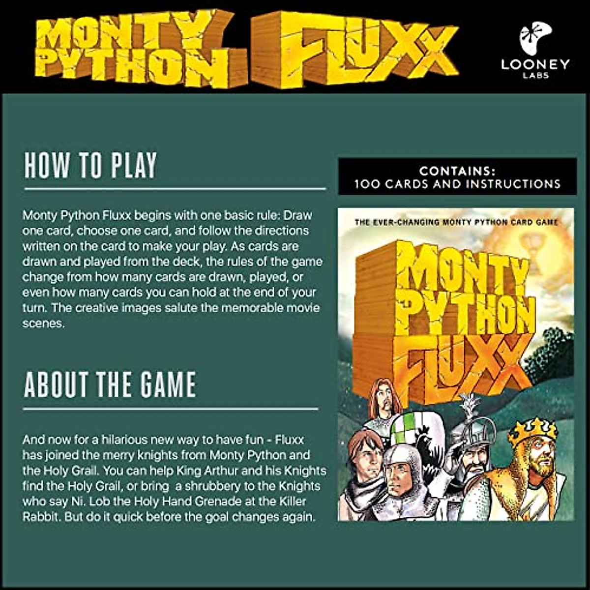 Looney Labs Monty Python Fluxx Card Game - Hilarious Collaboration for 2-6 Players