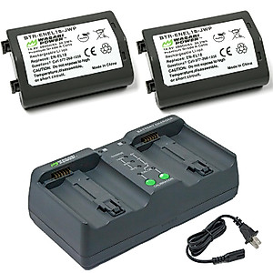Wasabi Power Battery (2-Pack) and Dual Charger for Nikon EN-EL18, EN-EL18a, EN-EL18b, EN-EL18c and Nikon D4, D4S, D5, D6, D850 (with adapters/Grips)