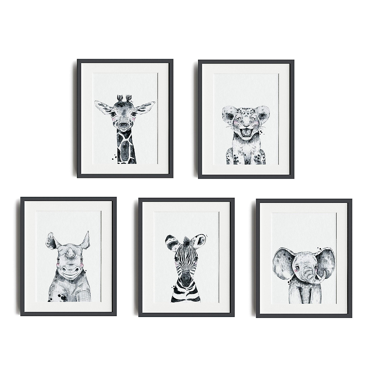Generic Cotton Paperie Black and White Safari Nursery Decor Animals Prints Set of 6 (Unframed) Nursery Wall Decor Art (8x10),safari-babies-5-4/0