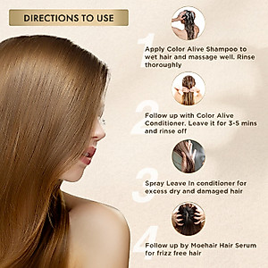 MOEHAIR Color Alive Shampoo (3.4 Fl. Oz), Conditioner (3.4 Fl. Oz), and Hair Serum (0.5 Fl. Oz) Set - Combats Frizz | Paraben & Sulfate-Free | Travel-Friendly