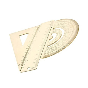 Utoolmart Brass Ruler Set, Triangle Ruler, 180 Degrees Protractor, 12cm / 4.7-inch Straight Ruler, Measuring Tool for Drafting Drawing Learning Math Geometry Ruler 1 Pcs