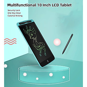 10 Inch Colorful LCD Writing Tablet, Toddler Doodle Board Electronic Drawing Writing Pad for Kids, Reusable and Portable Educational and Learning Toys Gifts for 3 4 5 6 7 Year Old Girls Boys (Blue)
