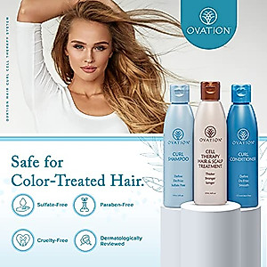 Ovation Hair Curl Cell Therapy 6 oz System - Curl Shampoo and Conditioner, Cell Therapy Hair & Scalp Treatment - Hair Treatment Set for For Shinier, Softer, More Defined Waves or Curls