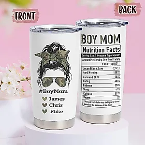Halenzida17 Personalized Boy Mama Tumbler, Customized Mom Of Boys Vacuum Insulated Stainless Steel Travel Tumbler, Camo Mother Cups 20oz, Boy Mom Gifts for Mothers Day