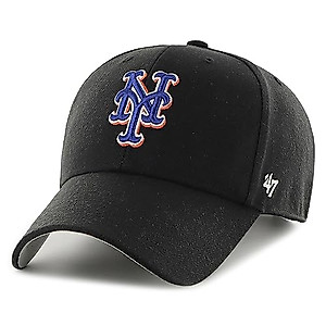 '47 New York Mets Sure Shot MVP Snapback Hat Baseball Cap - Black/2000 Subway Series Side Patch