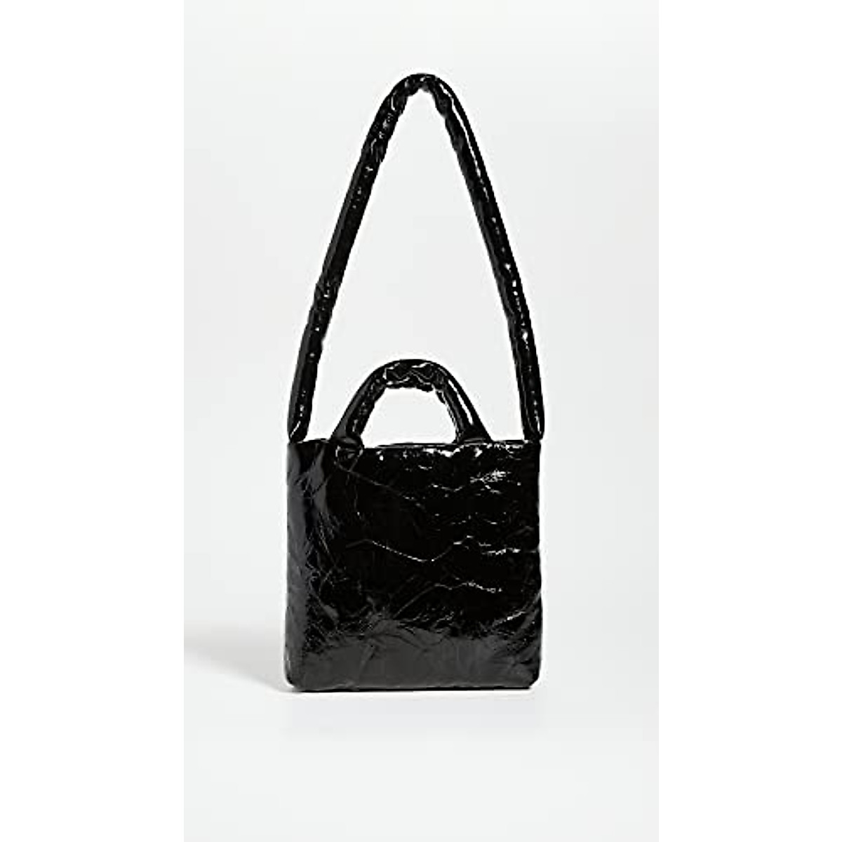 KASSL Women's Bag Pillow Small Leather Lacquer, Black, One Size