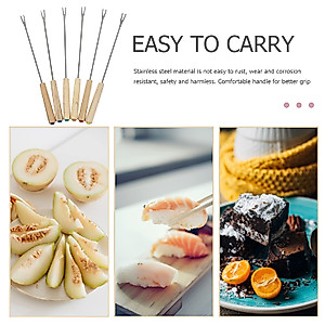 Hemoton 2Pcs hot Pot Fork Marshmallow Sticks Grilling Skewer Cake Forks Shish Kebab Grill Stainless Steel Barbecue Fork Kebab Sticks Roasting Stick Skewer raclette Tableware Chocolate Wood