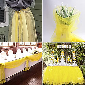 Yellow Glitter Tulle Rolls 6 Inch by 50 Yards Sequin Tulle Fabric Ribbon for DIY Tutu Skirt Sewing Bow Wedding Decorations Craft Supplies