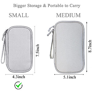 Bevegekos Small Cable Organizer Bag, Charger Organizer Case Pouch for Travel Accessories & Electronics (Small, Light Grey)