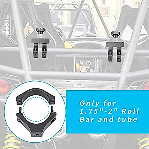 UTV ATV High-Lift Jack Tube Mount for 1.75"-2" Roll Bar Adjustable Black Double Bracket Compatible with Polaris Ranger 1000 XP Turbo Can Am Maverick