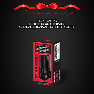 Extra Long Security Bit Set" 32-Piece S2 Steel Screwdriver Drill Bits for Tamper-Proof Screws, 6" Torx, PoziDriv, Spanner, Tri-Wing - Universal 1/4" Hex Shank for Electric, Impact Drills