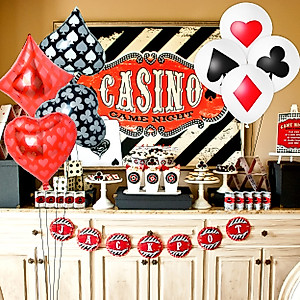 Casino Party Decorations Balloons 29pcs Dice Balloon Playing Cards Balloons Casino Foil Latex Balloons Casino Party Supplies for Las Vegas Party, Poker Events, Casino Night Birthday Party Decorations