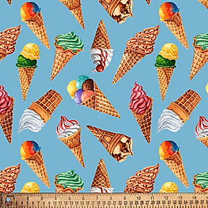 David Textiles Ice Cream Cones Digital Cotton Fabric by The Yard