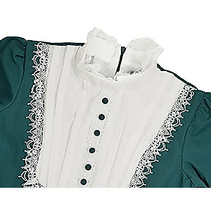 Nite closet Gothic Lolita Dress Long Sleeve Green Retro Vintage for Women Midi 50s (4-6)