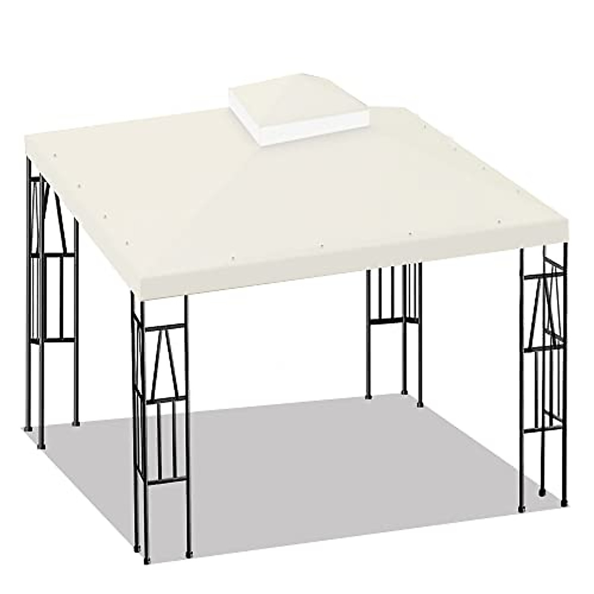 Rutile 10' X 10' Gazebo Canopy Replacement, 2 Tier Patio Cover Canopy Top- Dual Tier Gazebos Pavilion Cover-Beige