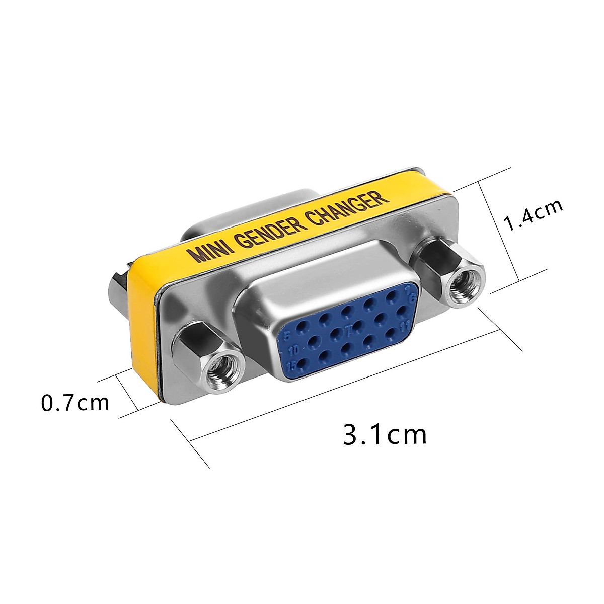 ENUODA VGA Coupler 2 Pack VGA SVGA Connector 15 Pin Female to Female Mini Gender Changer Adapter
