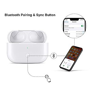 Wireless Charging Case Compatible for Air Pod Pro 1st & 2nd Gen, Replacement Wireless Charger Case Compatible with Pro 12 , with Bluetooth Pairing Sync Button