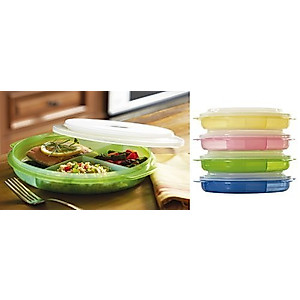 B.W. Microwave Divided Plates with Vented Lids - (Set of 4 in Assorted Colors)
