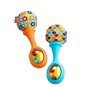 Fisher-Price Maracas, Set Of 2 Newborn Toys, Blue And Orange, Rattle 'N Rock Maracas, Baby Toys For Ages 3+ Months
