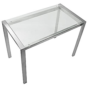 LumiSource Fuji Contemporary Counter Table (Stainless Steel, Clear Glass)