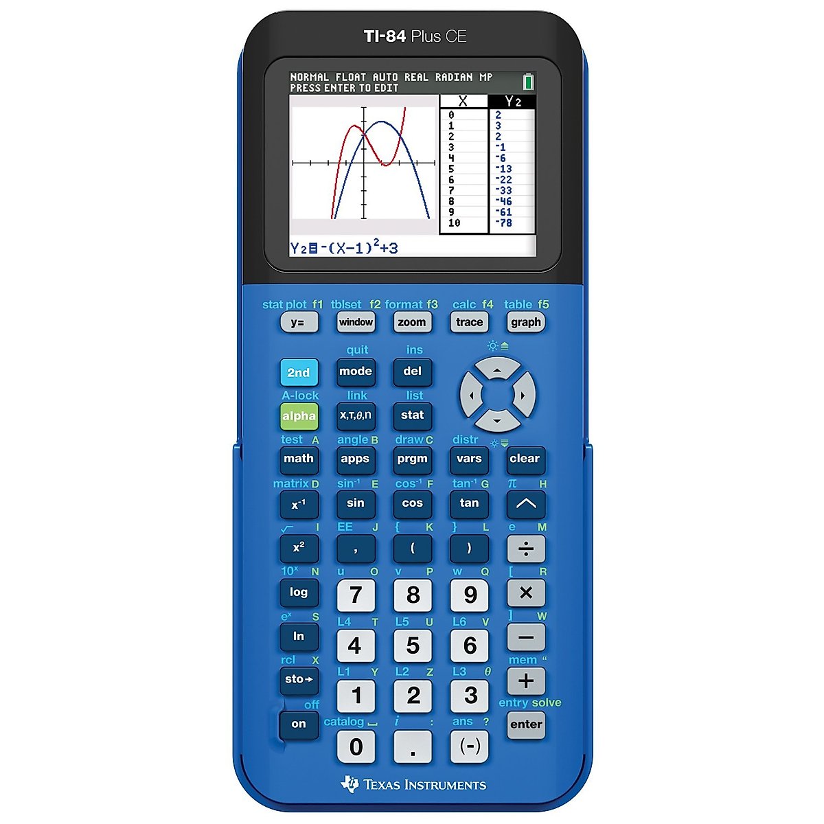 Texas Instruments 84PLCE/TBL/1L1/X TI-84 Plus CE Graphing Calculator, Bionic Blue (Renewed)