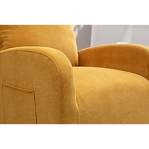 VanTook Swivel Rocking Recliner Chairs, Upholstered Swivel Glider Rocker, Lazy Boy Recliner, Nursery Lounge Chair with Side Pocket for Living Room Nursery Bedroom Waiting Rooms, Yellow