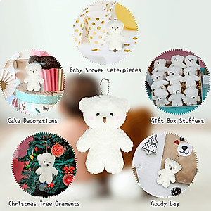 WEGUTATS 12 Pack Mini White Teddy Bears , 4.7 inch Tiny Soft Stuffed Teddy Bear, Mini Plush Bears Bulk for Birthday Table Decor Centerpiece Bag Fillers Party Favors DIY Keychain Crafts, WE