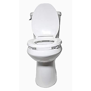 Centoco 2 inch Raised Toilet Seat for Seniors, Elongated, Closed Front with Cover, Plastic, Made in the USA, HL800STS-001, White