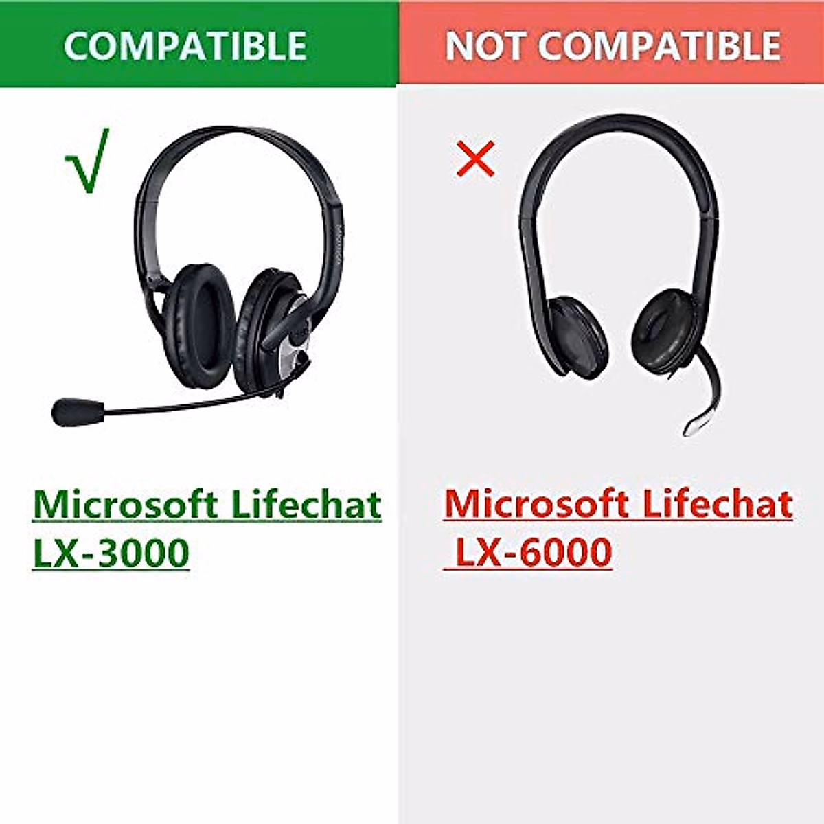 Ear Pads Cushions Cups Replacement Compatible with Microsoft LifeChat LX-3000 Headset Headphone Earpads Cushions Foam Pillow