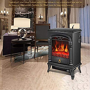 Electric Fireplace with Heater Electric Stove Fireplace Heater for Living Room with Realistic Burning Fire and Wood Frame Effect Easy to Move Indoor and Outdoor Use Black