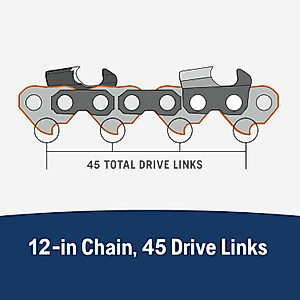 Husqvarna X-Cut S93G 12 Inch Chainsaw Chain, 3/8" Mini Pitch, 050" Gauge, 45 Drive Link Chainsaw Blade Replacement, Pre-Stretched and Low Kickback, Gray