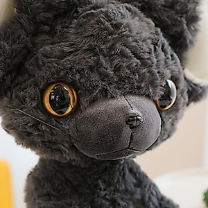 hannaier Cat Plush Toy Pillow, plushies for Teens, Black Cute Cat Plush Toy, Boys Girls Kids Gift,Kawaii cat Plush (15.7in/40cm)