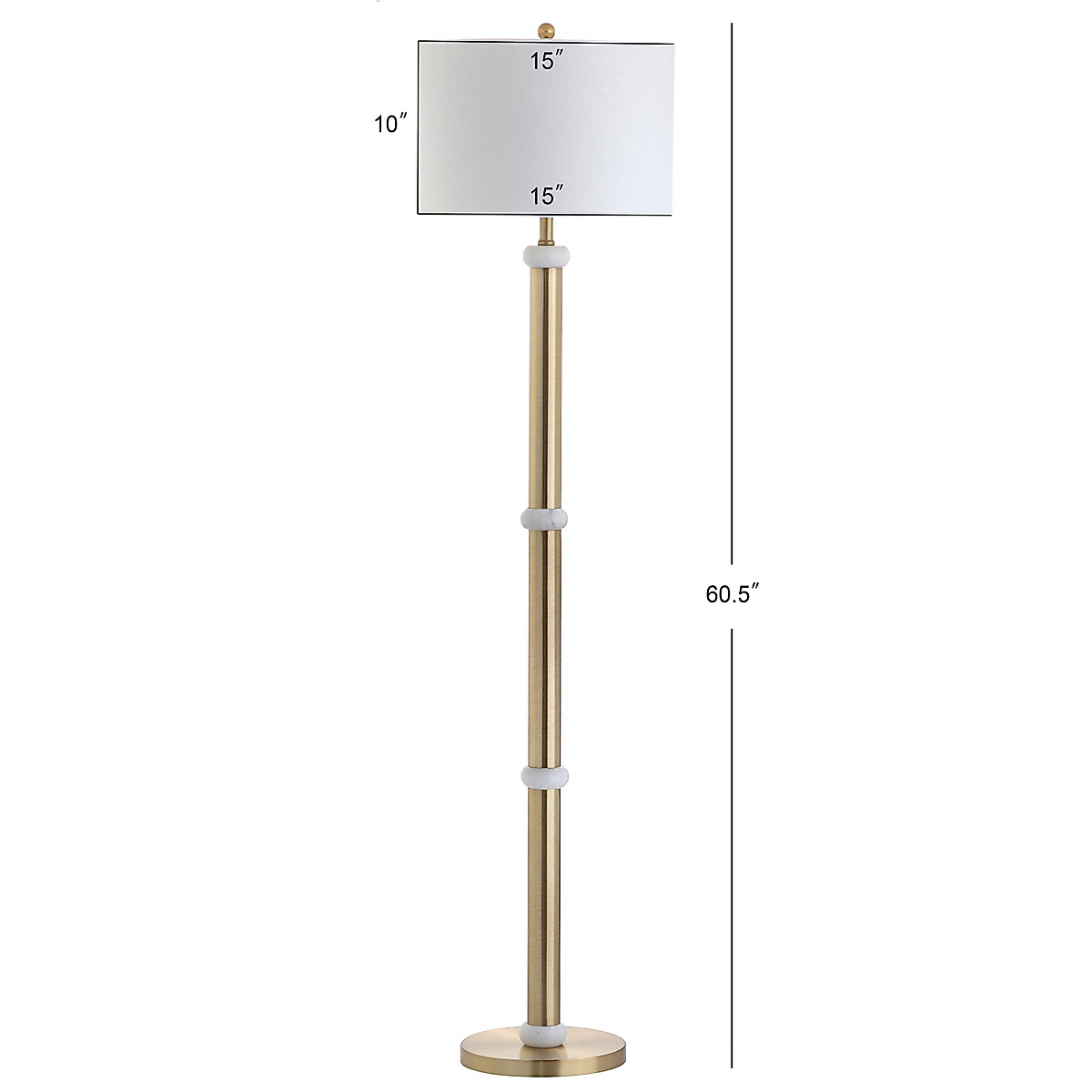 JONATHAN Y JYL1088A Gregory 60.5" Metal/Marble LED Floor Lamp Contemporary,Transitional for Bedrooms, Living Room, Office, Reading, BrassGold/White
